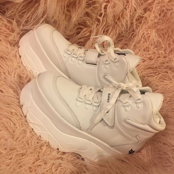 Naked wolf | Shoes | Naked Wolf Scandal White Leather Platform Shoes ...